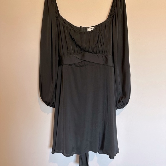 ARULA | Dresses | Arula Black Sateen Mini Dress With Tie Waist | Poshmark